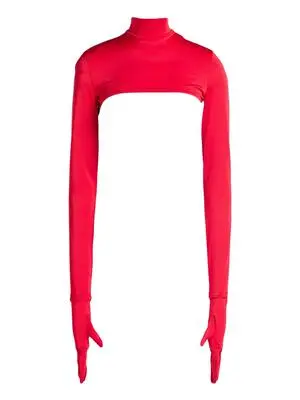 Dolce & Gabbana Long Sleeve Stretch Knit Top With Detachable Applique - Red