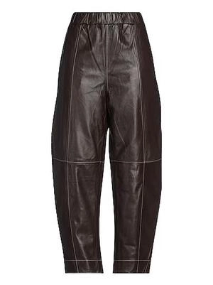 GANNI Leather Elasticated Waist Pants - Black