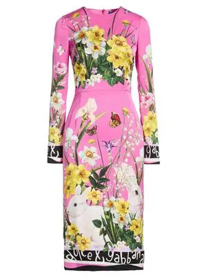 Dolce & Gabbana Floral Print Long Sleeve Midi Dress - Multicolor