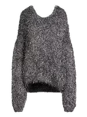 Sportmax Metallic Open-knit Hooded Coat - Black