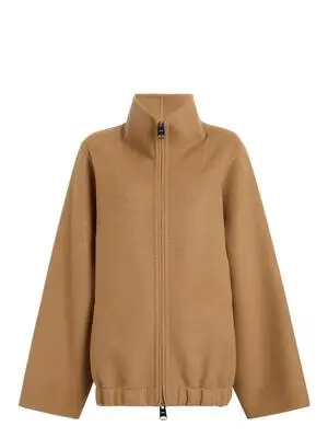 Khaite Garret High Neck Zipped Jacket - Camel