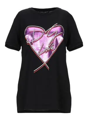 Dolce & Gabbana Solid Color Crew Neck Short Sleeve Top - Black