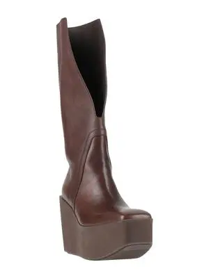 Rick Owens Wedge Sole Leather Boots - Red