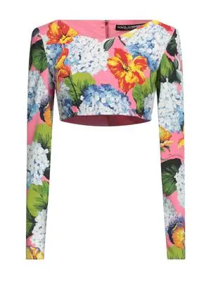 DOLCE & GABBANA Dolce & Gabbana Floral Print Long Sleeve Cropped Top