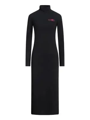 MAISON MARGIELA Long Sleeve Turtleneck Bodycon Dress With Print - Black