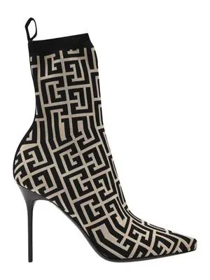 Balmain Logo High-heeled Sock Boots - Black