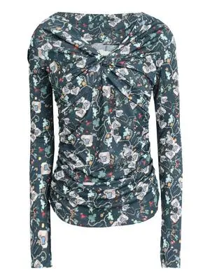Isabel Marant Étoile Off-the-shoulder Floral Print Long Sleeve Top - Blue