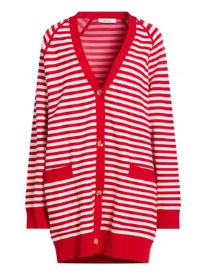 Max Mara Max Mara Striped Knit Sweater With Pockets Red