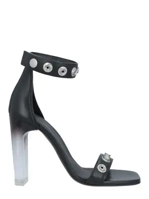 Rick Owens Two-tone Leather Sandals With Block Heel - Black