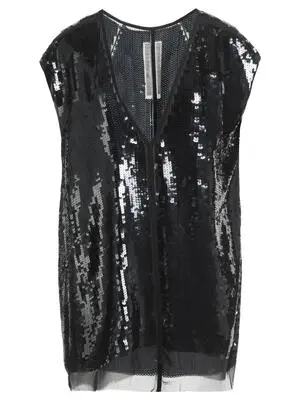Rick Owens Rick Owens Sequin Embellished V-Neck Top Black