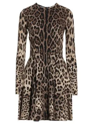 Dolce & Gabbana Leopard Print Long Sleeve Dress - Black