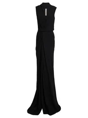 Rick Owens Sleeveless Crepe Wrap Maxi Dress - Black