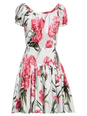 Dolce & Gabbana Floral Print Short Sleeve Dress - White