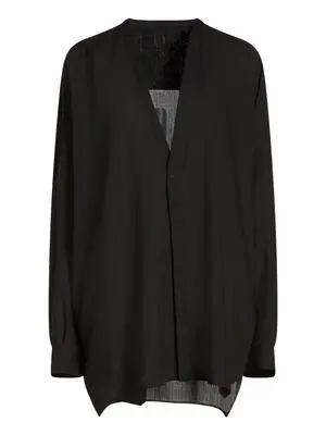 Rick Owens Oversized Plain Shirt With V-neck - Black