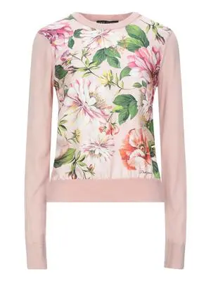 Dolce & Gabbana Floral Print Knit Sweater - Pink
