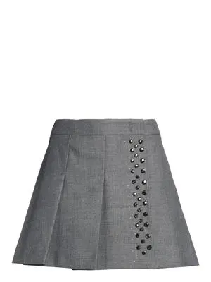 MAXCO. Flared Mini Skirt With Crystal Embellishments - Gray