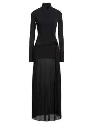 DIESEL® Long Sleeve Turtleneck Maxi Dress With Draped Detail - Black