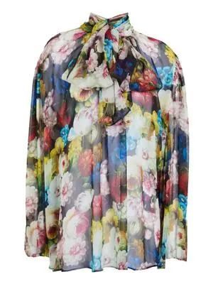 DOLCE & GABBANA Dolce & Gabbana Floral Chiffon Blouse With Pussy Bow