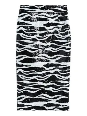 DOLCE & GABBANA Dolce & Gabbana Zebra-Print Sequin Midi Skirt