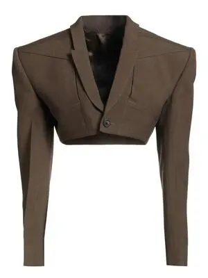 Rick Owens Cropped Single-breasted Wool Jacket - Brown