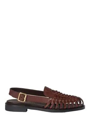 Miu Miu Miu Miu Woven Leather Slingback Loafers Brown