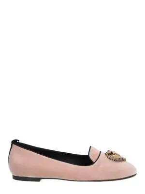 Dolce & Gabbana Velvet Heart Appliqué Slipper - Nude