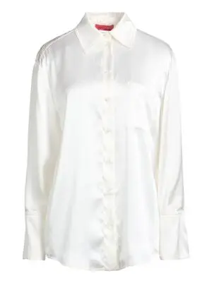 MAXCO. Max&co. Satin Shirt With Classic Collar And Buttoned Cuffs - White