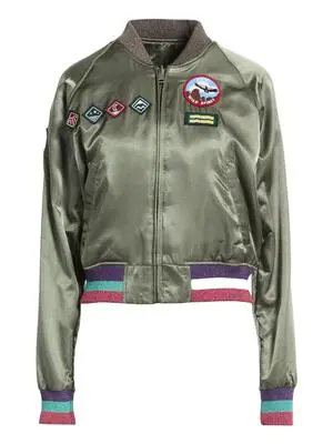 DIESEL® Bomber Jacket With Appliqués - Green