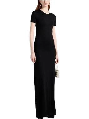 Saint Laurent Short-sleeved Wool T-shirt Dress - Black