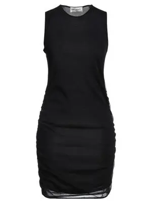 Saint Laurent Sleeveless Crewneck Gathered Dress - Black