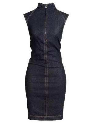 SPORTMAX Sportmax Denim Sleeveless Zip-Up Turtleneck Dress