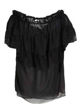 SAINT LAURENT Saint Laurent One-Shoulder Short-Sleeved Lace Top