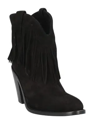 SAINT LAURENT Saint Laurent Suede Fringe Ankle Boots