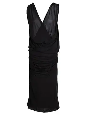 Saint Laurent Sleeveless Deep Plunge Gathered Jersey Dress - Black