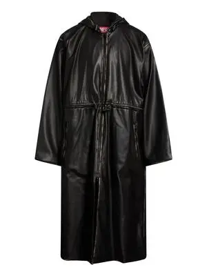 DIESEL® Full-length Hooded Leather Jacket - Black