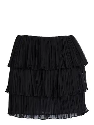 SAINT LAURENT Saint Laurent Tiered Pleated Georgette Mini Skirt