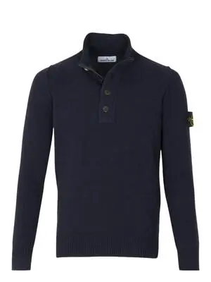 Stone Island Logo Patch Long-sleeved Jumper - Blue