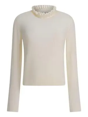 Alexander McQueen Ruffled Neck Knitted Jumper - White