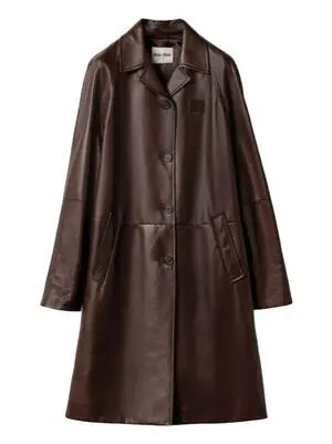 Miu Miu Nappa Leather Coat - Black