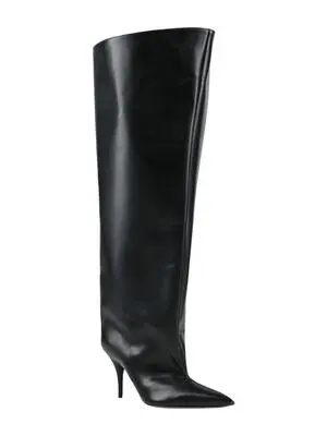 Balenciaga Thigh-high Pointed Toe Leather Boots - Black