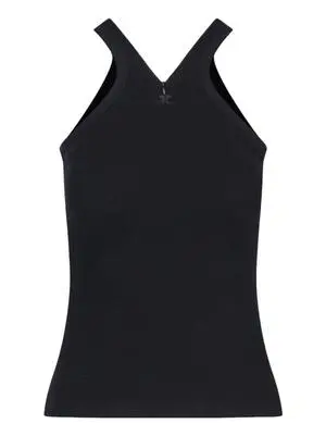 COURREGES Courrèges Ribbed Criss-Cross V-Neck Tank Top Black