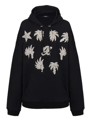 Balmain Embroidered Badge Hoodie - Black