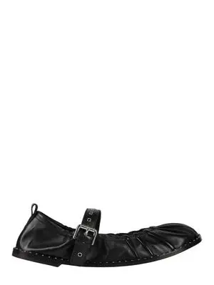 MAXCO. MAX&Co. Minimalist Leather Mary Jane Flats With Studs