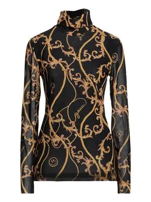 GANNI Printed High Neck Long Sleeve T-shirt - Black