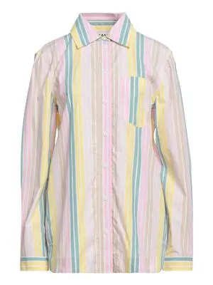 GANNI Striped Long-sleeved Shirt - Nude