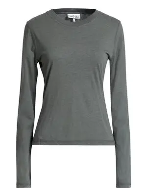 GANNI Ganni Long Sleeve T-Shirt With Crystal Embellished Logo