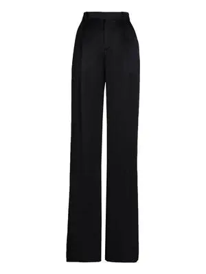 Saint Laurent Wide Leg Satin Trousers - Black