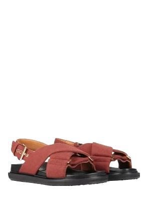 Marni Flat Sandals With Criss-cross Straps - Brown