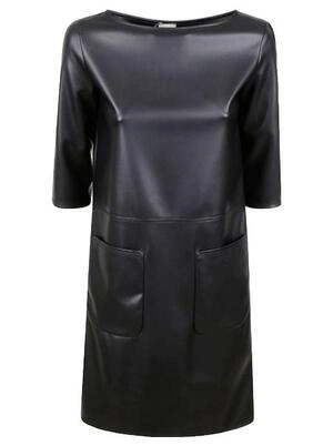 Max Mara Short Sleeve Crewneck Dress With Pockets - Black