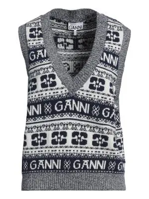 GANNI Two-tone Knit Vest - Gray